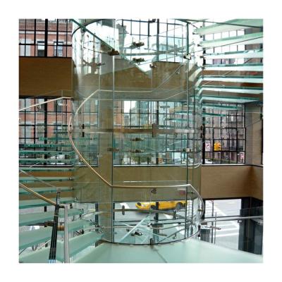 China Customized design double layer glass slightly curved staircase stair treads for curved stairway for sale
