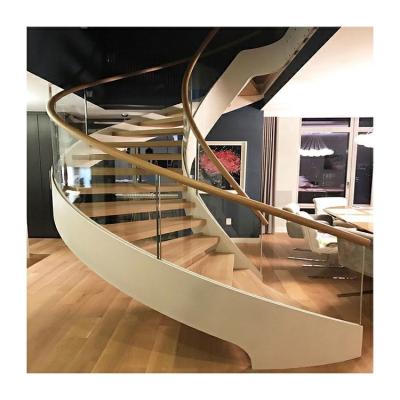 Cina Timber wooden treads curved outdoor staircase Bahamas luxury curved stairway in vendita