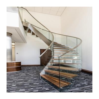 Cina Timber wooden step curved stair cases Seychelles curved stairway design plans in vendita