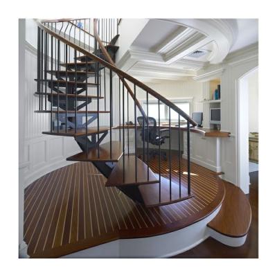 Cina Solid wooden tread arch staircase design Panama stairway stringer curved in vendita