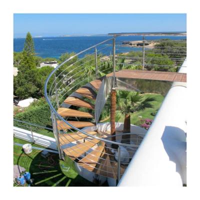 Cina Solid wooden tread arch staircase design Panama stairway stringer curved in vendita