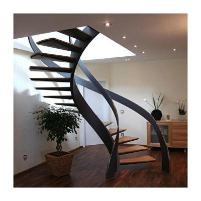 Cina Wood step curved stair parts Bolivia modern round stairway in vendita