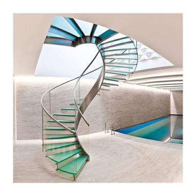 Cina Indoor decoration SGP glass curved exterior stairs circular concrete stairs in vendita