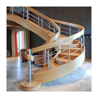 Cina Timber wooden step open curved staircase Honduras deck curved stairway in vendita