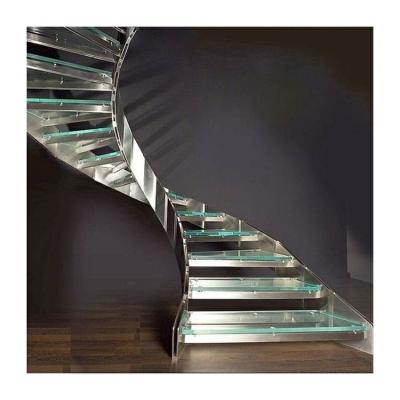 Cina Cheap price Multilayer glass curved stair treads prefabricated curved stairway in vendita