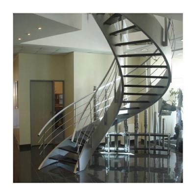 Cina Timber wooden step curved steel staircase design Tanzania curved basement stairway in vendita
