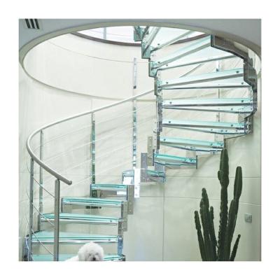 Cina Competitive price Multilayer glass curved concrete stairs design floating curved stairway in vendita