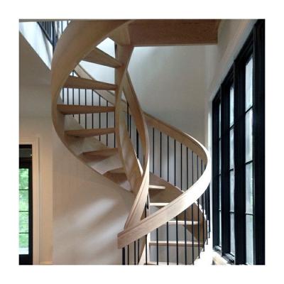 Cina Timber wooden tread curved stair stringers Uruguay round stairway inside house in vendita