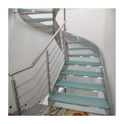 Cina Industrial laminated glass curved grand staircase stairs treads for curved stairway in vendita
