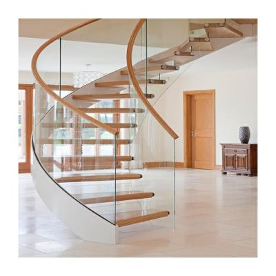 Cina Timber tread curved modern staircase salvador luxury modern curved stairway in vendita