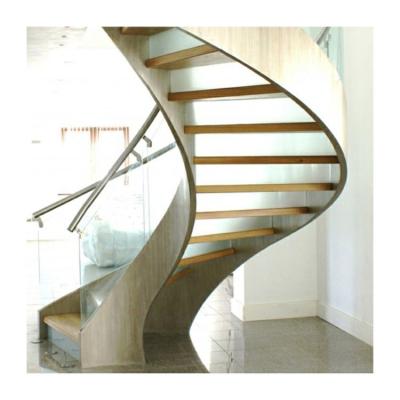 Cina Solid wooden tread curved vinyl stair nosing Cayman Islands curved steel stairway design in vendita