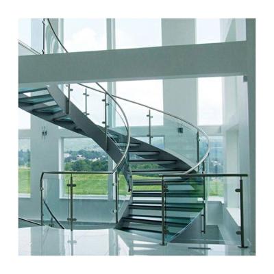 Cina Solid wooden step curved staircase construction Martinique rounded stairway in vendita