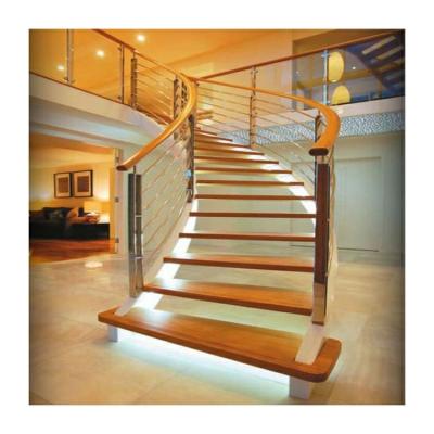 Cina Timber wood tread curved stairs deck Fredericton curved stairway runner in vendita