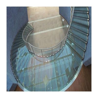 Cina Competitive price double layer glass stair treads for curved staircase arch stairs design in vendita