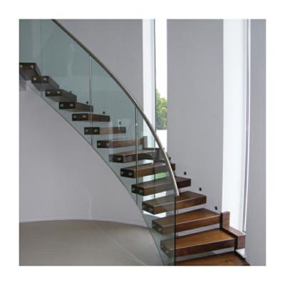 Cina White Curved Wooden Staircase At Bottom WA-SCV1038 Modern Arc Stair in vendita