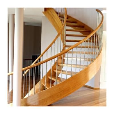 Cina White Curved Wooden Staircase At Bottom WA-SCV1038 Modern Arc Stair in vendita