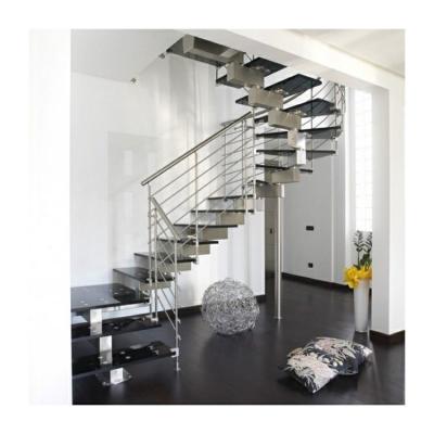 Cina Solid wooden tread curved steel staircase Singapore used curved stairway lift in vendita