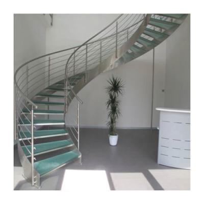 Cina New type pvb laminated glass floating curved staircase build curved deck stairway in vendita