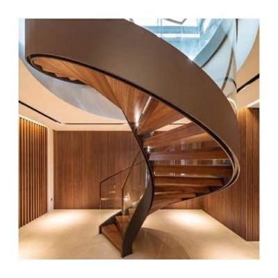 Cina Solid timber steps curved staircase modern Sudan curved deck stairway designs in vendita