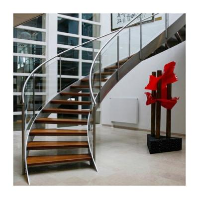 Cina Solid timber steps curved staircase modern Sudan curved deck stairway designs in vendita