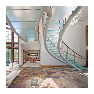 Cina New model double layer glass curved cement stairs framing curved stairway on site in vendita