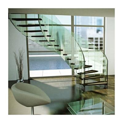 Cina New model double layer glass curved cement stairs framing curved stairway on site in vendita