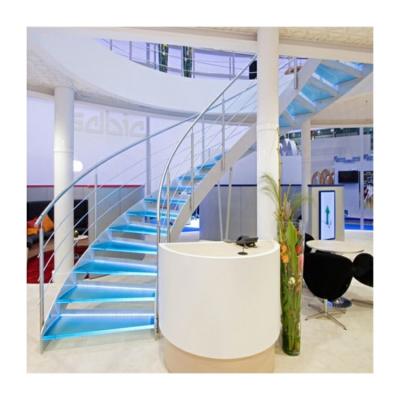 Cina Competitive price double layer glass curved mono stringer staircase how to make curved stairway in vendita