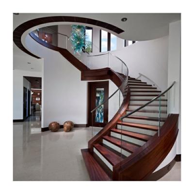 Cina Radius Curved Wooden Staircase Treads Arc Steel Stairway Stringers in vendita