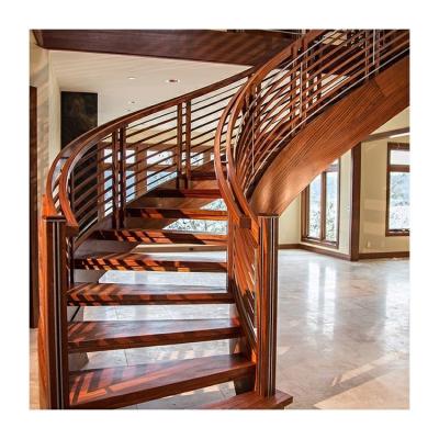 Cina Radius Curved Wooden Staircase Treads Arc Steel Stairway Stringers in vendita