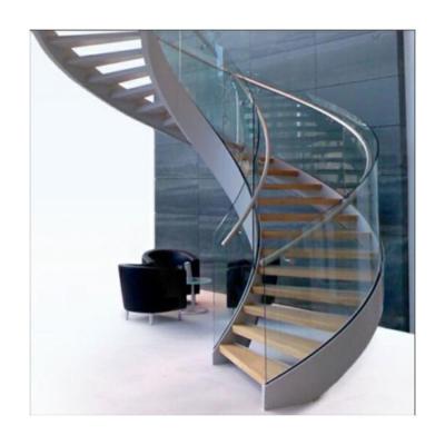 Cina Radius Curved Wooden Staircase Treads Arc Steel Stairway Stringers in vendita