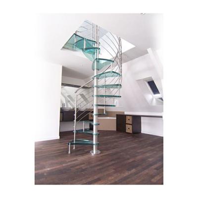 Cina Factory price winding staircase glass steps steel spiral stairs in vendita