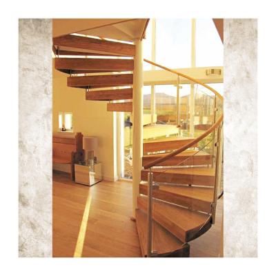 Cina Central round stringer wood stairs treads attic spiral staircase in vendita
