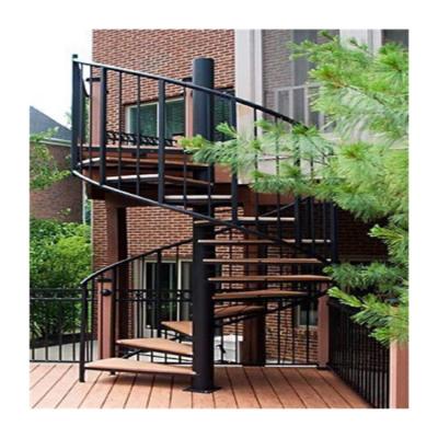Cina Single stringer stair rubber wooden tread fitting spiral space saving staircase in vendita