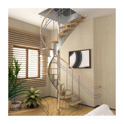 Cina Central stringer red oak wood tread home used spiral staircase in vendita