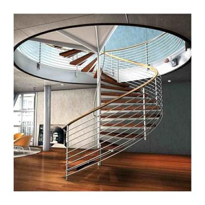 Cina Steel structure wooden newel post designs big spiral staircase in vendita