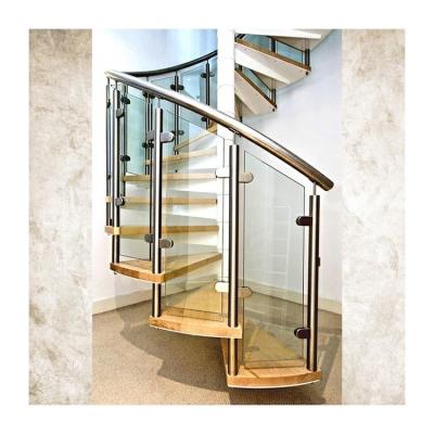 Cina Factory black or yellow brown wood tread residential small spiral staircase in vendita