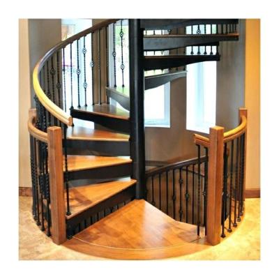 Cina Round ladder customize wood stair banister led strip lights glass spiral staircase in vendita