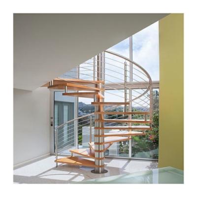 Cina Central beam various color thin solid wood tread fantastic modern spiral staircase in vendita