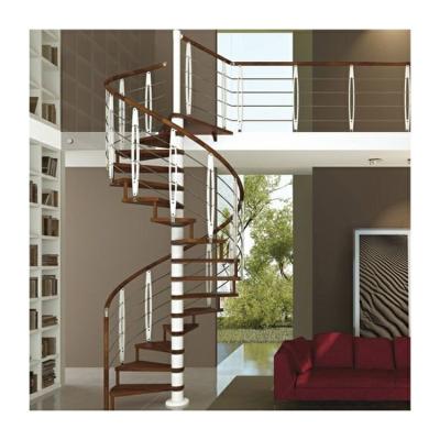 Cina Foshan factory oak stairs stainless steel indoor spiral staircase in vendita