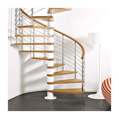 Cina Central round post modern design steel wood stairs narrow spiral staircase in vendita