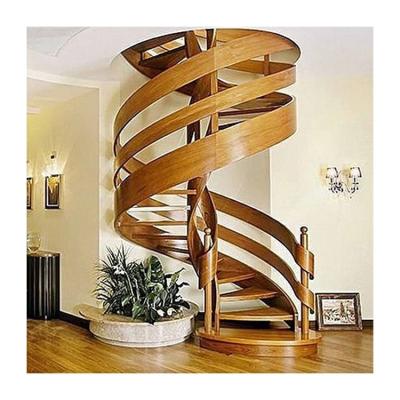 Cina House project customize wood stair armrest folding spiral staircase in vendita