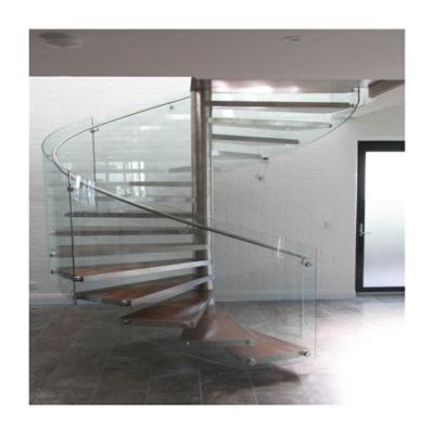 Cina Central beam steel wood tread or solid wood steps suspended spiral staircase in vendita