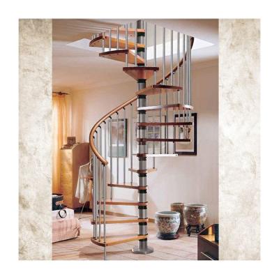 Cina Decoration red brown solid wood tread modern fashion spiral staircase in vendita