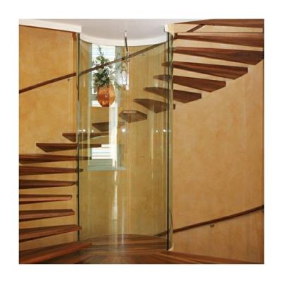 Cina China supplier oak stair tread indoor usage glass spiral staircase in vendita