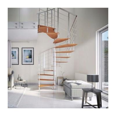 Cina Factory wholesale l shaped wooden stairs single stringer spiral staircase in vendita
