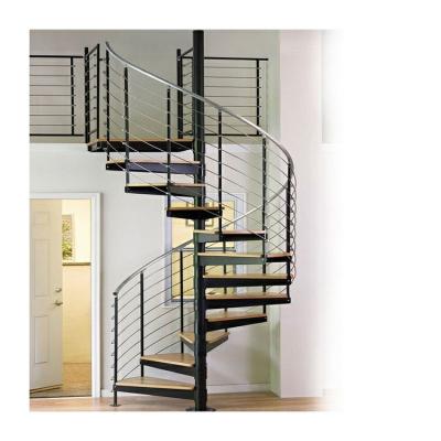 Cina Small space use wood curved stairs tempered glass tread spiral staircase in vendita