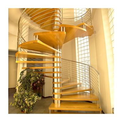 Cina Central post support customize wood stair tread simple and modern spiral staircase in vendita