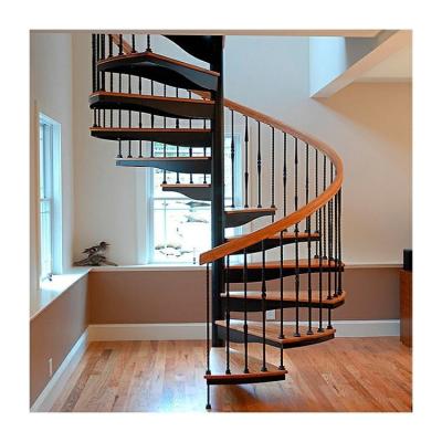 Cina Factory seller indoor glass wood stairs glass steps spiral staircase in vendita