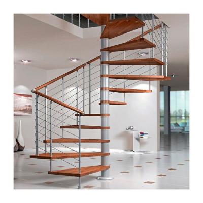 Cina Handrial bracket stainless steel wood curved stairs modern design spiral staircase in vendita