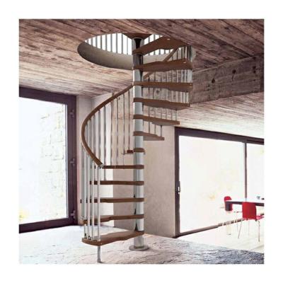 Cina Factory supply metal wood stairs powder coated steel spiral staircase in vendita